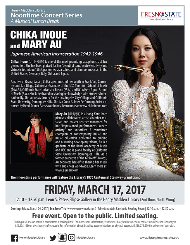 Noontime Concert Series continues with Chika Inoue and Mary Au March 17 ...